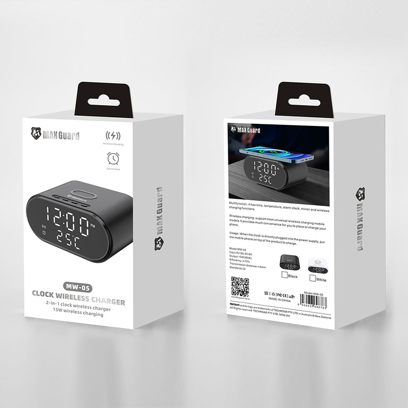 Maxguard 15W 2 IN 1 Alarm Clock Wireless Charger MW05 – maxguard