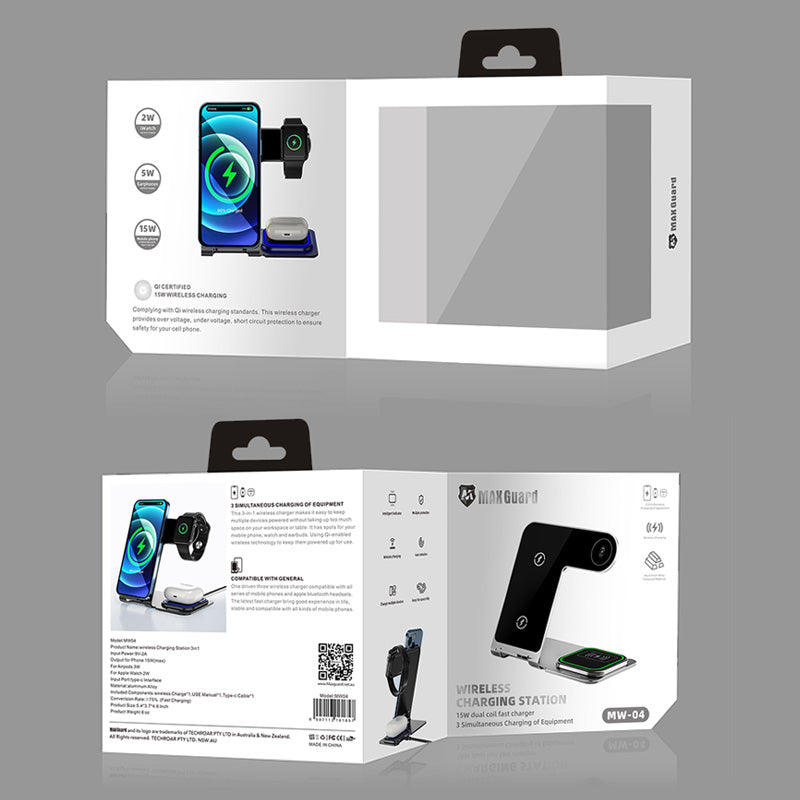 Maxguard 15W 3 In 1 Wireless Fast Charger Station MW04 – maxguard